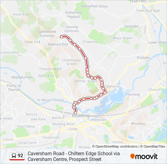 92 Route: Schedules, Stops & Maps - Sonning Common (Updated)