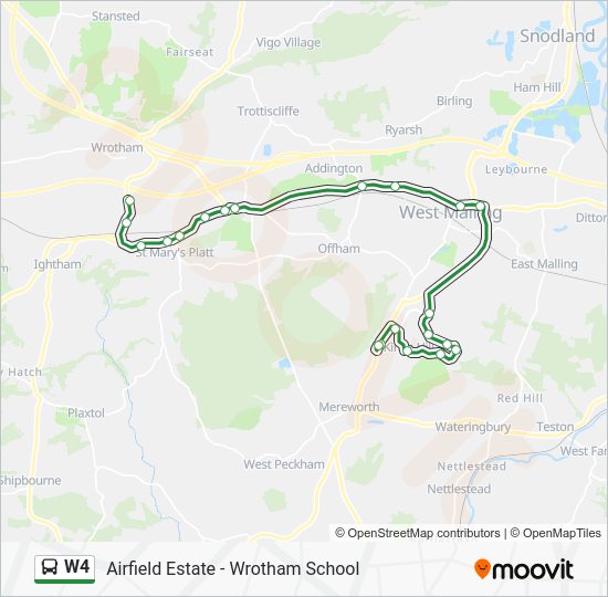W4 Route: Schedules, Stops & Maps - Kings Hill (Updated)