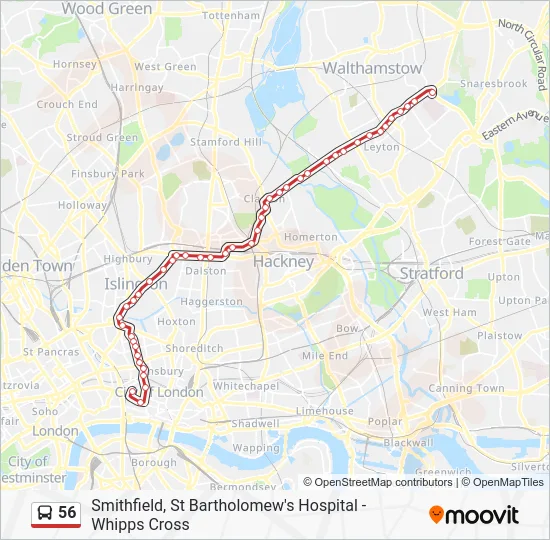 56 Route: Schedules, Stops & Maps - Smithfield, St Bartholomew's ...