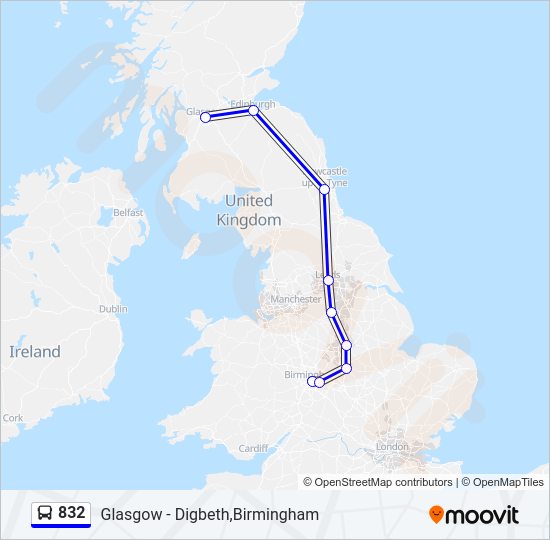 832 Route: Schedules, Stops & Maps - Digbeth (Updated)