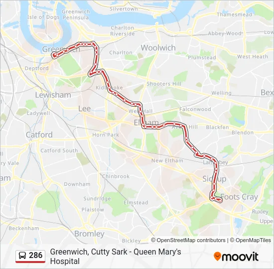 286 Route: Schedules, Stops & Maps - Greenwich, Cutty Sark (Updated)