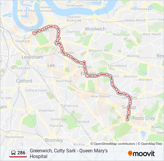 286 Route: Schedules, Stops & Maps - Queen Mary's Hospital (Updated)