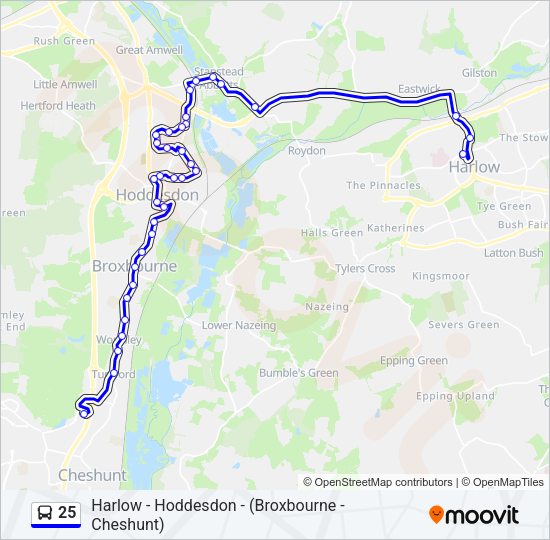 25 Route: Schedules, Stops & Maps - Cheshunt (Updated)