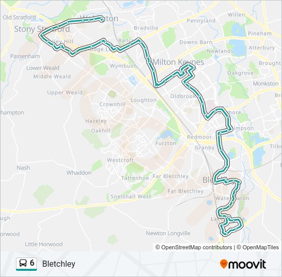 6 Route: Schedules, Stops & Maps - Bletchley (Updated)