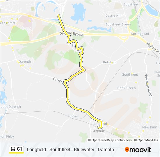 c1 Route: Schedules, Stops & Maps - Longfield (Updated)