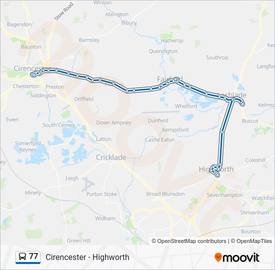 77 Route: Schedules, Stops & Maps - Cirencester (Updated)