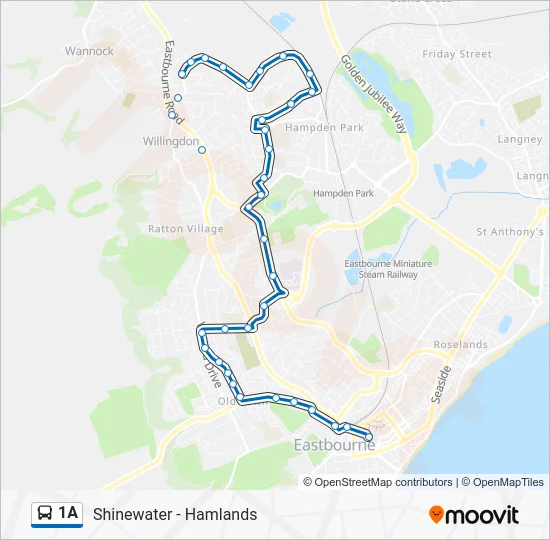 1A Route: Schedules, Stops & Maps - Eastbourne Town Centre (Updated)