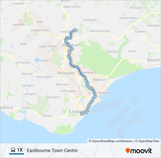 1x Route: Schedules, Stops & Maps - Eastbourne Town Centre (Updated)