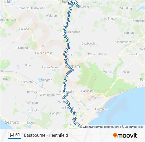 51 Route: Schedules, Stops & Maps - Eastbourne Town Centre (Updated)