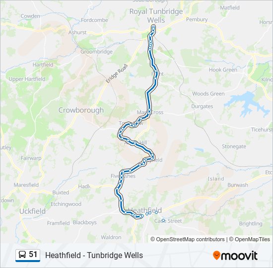 51 Route: Schedules, Stops & Maps - Tunbridge Wells (Updated)