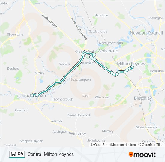 x6 Route: Schedules, Stops & Maps - Central Milton Keynes (Updated)