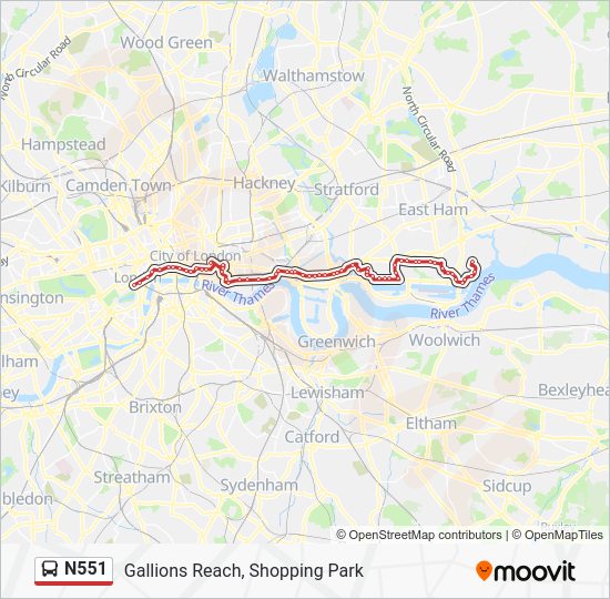 n551 Route: Schedules, Stops & Maps - Gallions Reach, Shopping Park ...