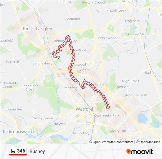 346 Route: Schedules, Stops & Maps - Bushey (Updated)