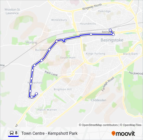 8 Route: Schedules, Stops & Maps - Kempshott (Updated)