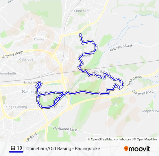 10 Route: Schedules, Stops & Maps - Chineham (Updated)