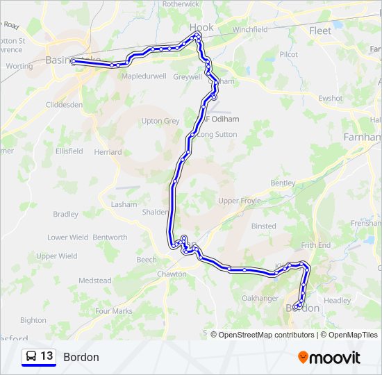 13 Route: Schedules, Stops & Maps - Bordon (Updated)