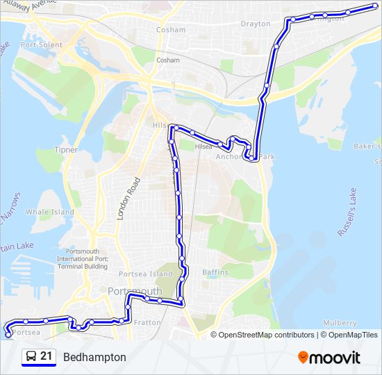 21 Route: Schedules, Stops & Maps - Bedhampton (Updated)