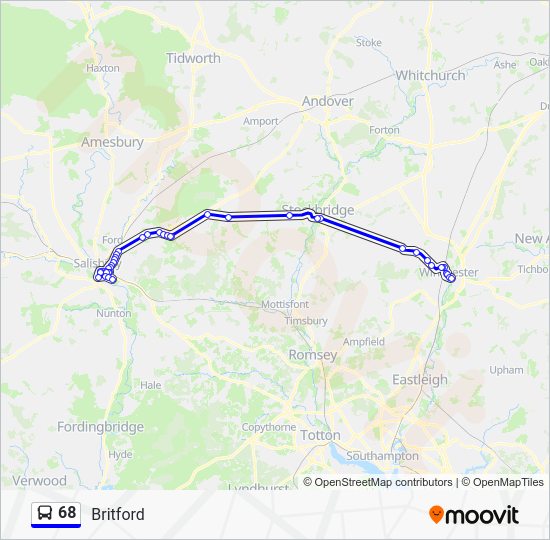 68 Route: Schedules, Stops & Maps - Britford (Updated)
