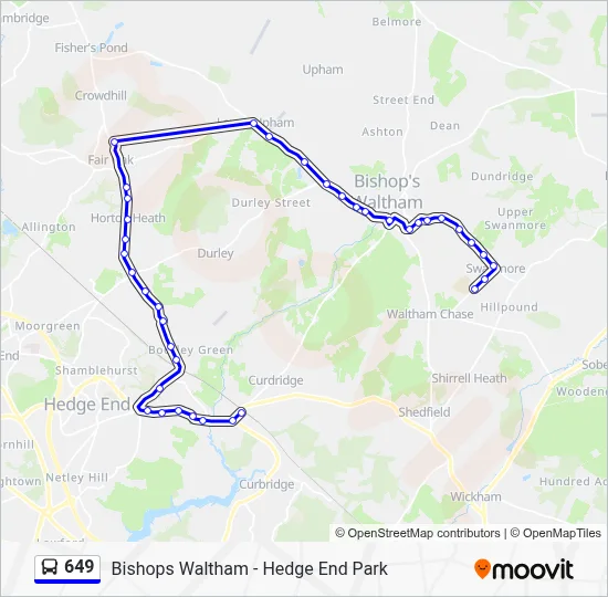 649 Route: Schedules, Stops & Maps - Curdridge (Updated)