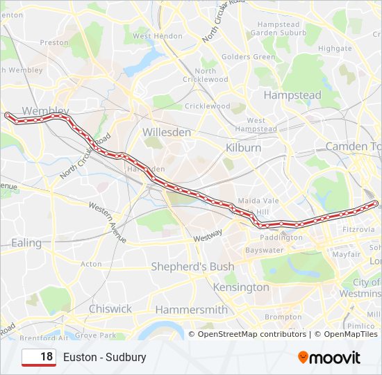 18 Route: Schedules, Stops & Maps - Euston (Updated)