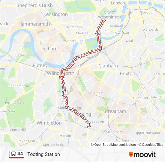 44 Route: Schedules, Stops & Maps - Tooting Station (Updated)