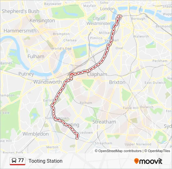 77 Route: Schedules, Stops & Maps - Tooting Station (Updated)