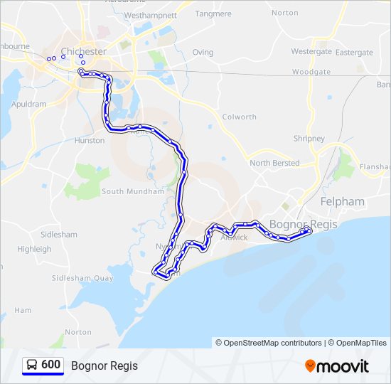 600 Route: Schedules, Stops & Maps - Bognor Regis (Updated)