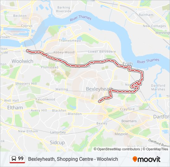 99 Route: Schedules, Stops & Maps - Woolwich (Updated)