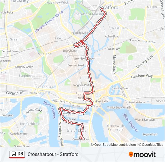 d8 Route: Schedules, Stops & Maps - Crossharbour (Updated)