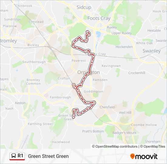 R1 Route: Schedules, Stops & Maps - Green Street Green (Updated)