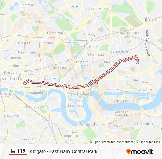 115 Route: Schedules, Stops & Maps - East Ham, Central Park (Updated)