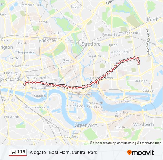115 Route: Schedules, Stops & Maps - East Ham, Central Park (Updated)