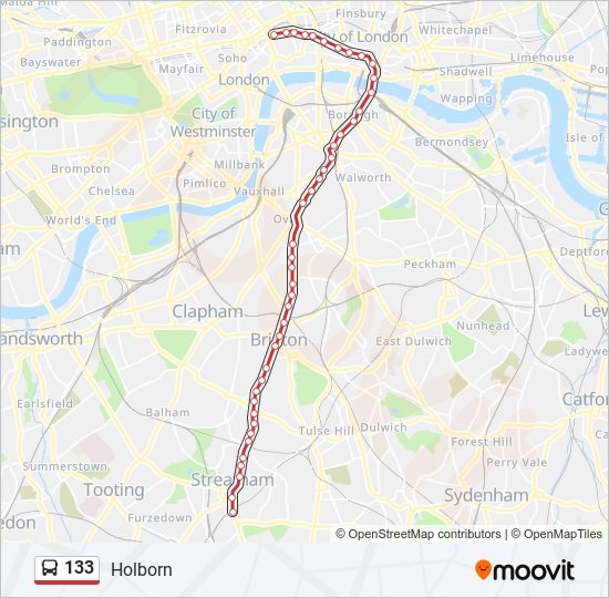133 Route: Schedules, Stops & Maps - Holborn (Updated)