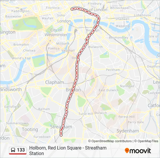 133 Route: Schedules, Stops & Maps - Holborn, Red Lion Square (Updated)