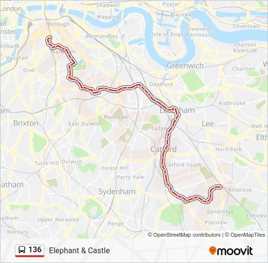 136 Route: Schedules, Stops & Maps - Elephant & Castle (Updated)