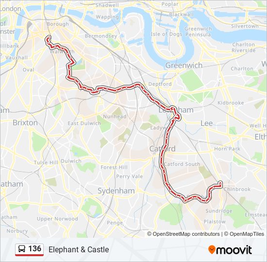 136 Route: Schedules, Stops & Maps - Elephant & Castle (Updated)