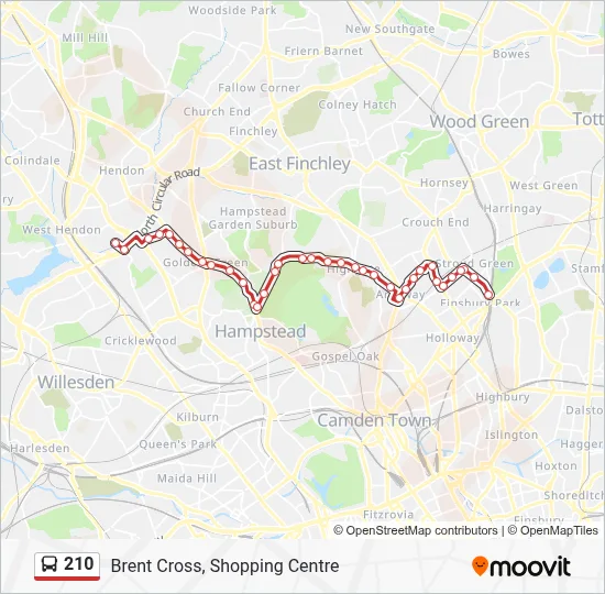 210 Route: Schedules, Stops & Maps - Brent Cross, Shopping Centre (Updated)
