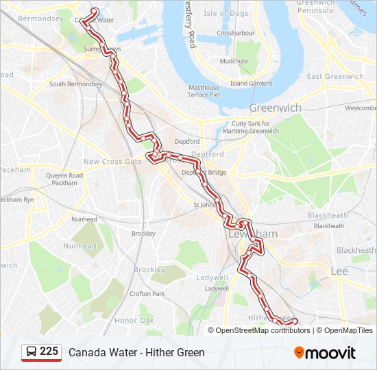 225 Route: Schedules, Stops & Maps - Canada Water (Updated)