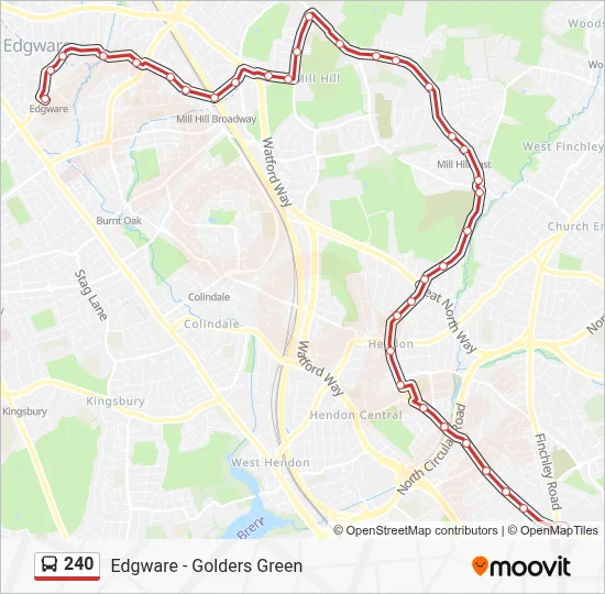 240 Route: Schedules, Stops & Maps - Edgware (Updated)