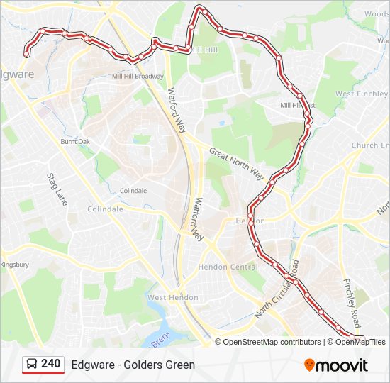 240 Route: Schedules, Stops & Maps - Golders Green (Updated)