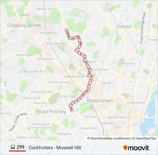 299 Route: Schedules, Stops & Maps - Muswell Hill (Updated)
