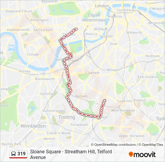 319 Route: Schedules, Stops & Maps - Streatham Hill, Telford Avenue ...