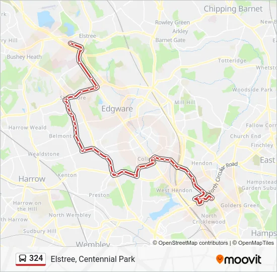 324 Route: Schedules, Stops & Maps - Brent Cross, Tesco (Updated)