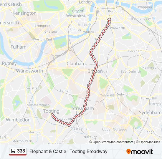 333 Route: Schedules, Stops & Maps - Elephant & Castle (Updated)