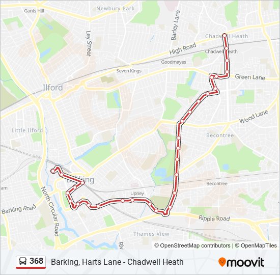 368 Route: Schedules, Stops & Maps - Barking, Harts Lane (Updated)