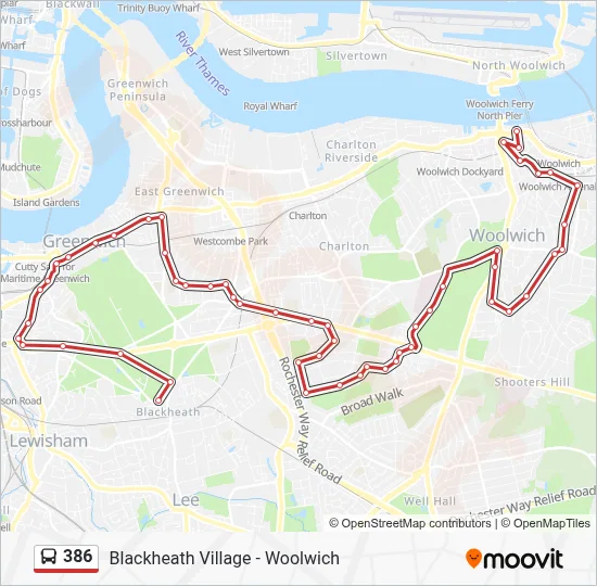 386 Route: Schedules, Stops & Maps - Blackheath Village (Updated)