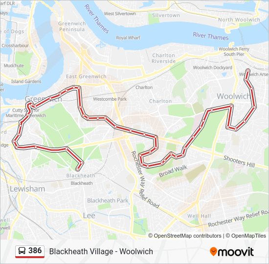 386 Route: Schedules, Stops & Maps - Woolwich (Updated)