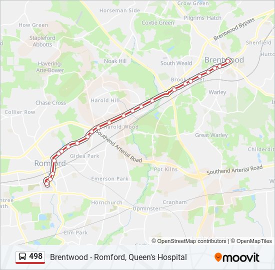 498 Route: Schedules, Stops & Maps - Romford, Queen's Hospital (Updated)
