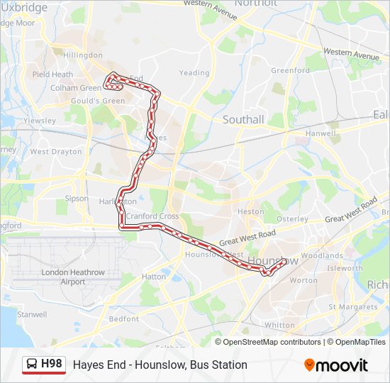 H98 Route: Schedules, Stops & Maps - Hayes End (Updated)