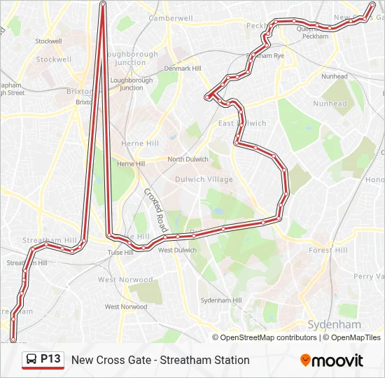 P13 Route: Schedules, Stops & Maps - New Cross Gate (Updated)